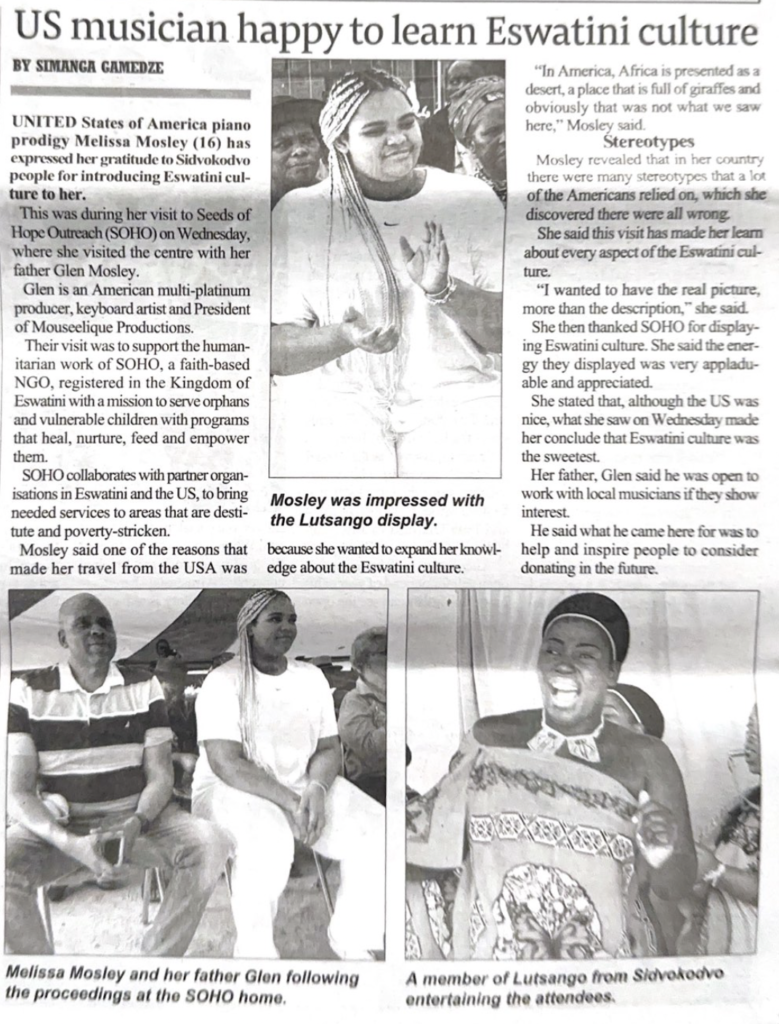 Melissa Mosley visits Eswatini on music mission - SOHO